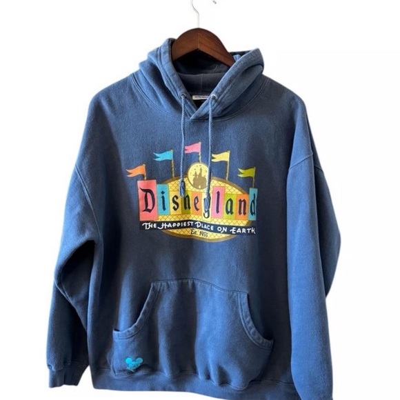 Disney | Tops | Disneyland Blue Hoodie With Colorful Logo | Poshmark